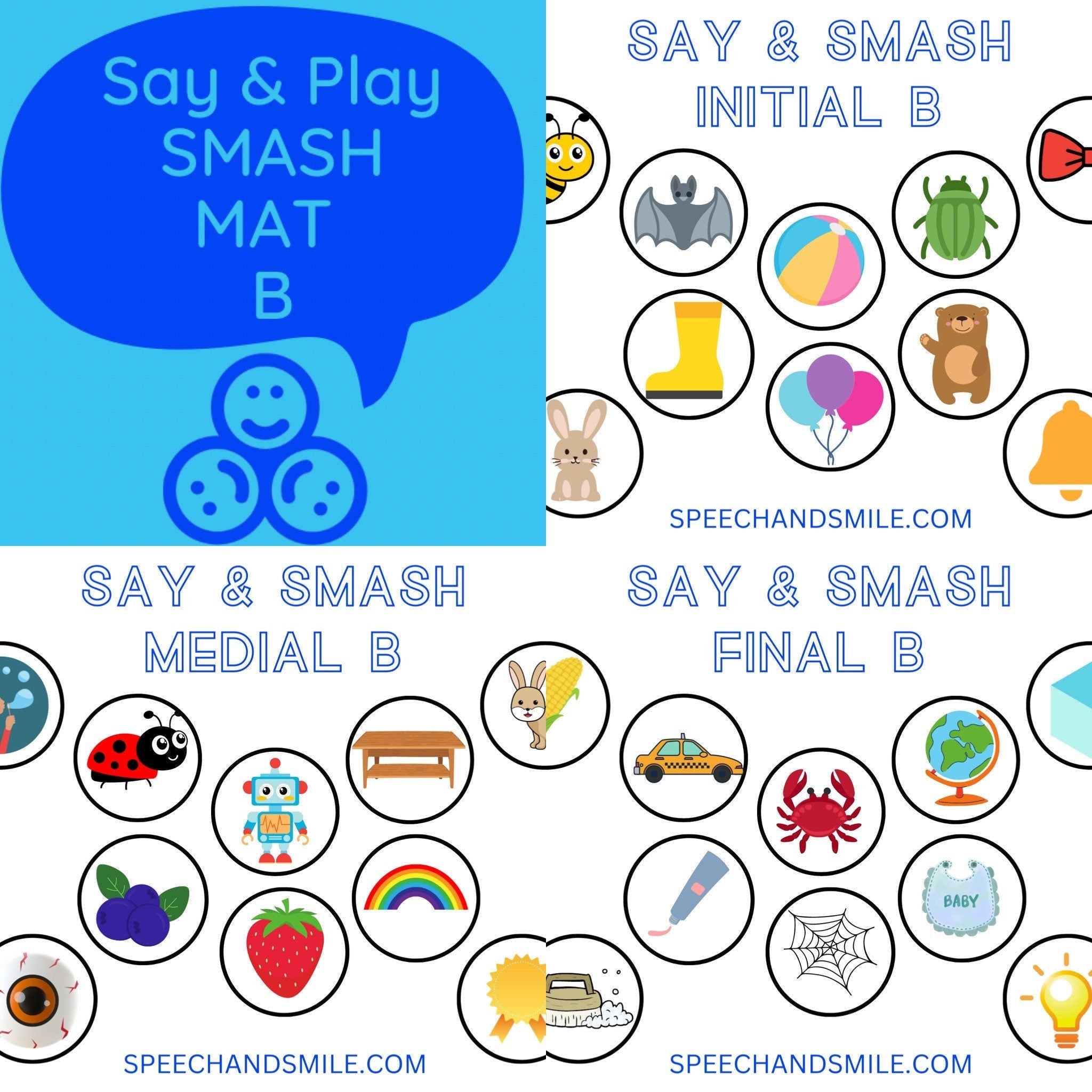 B Sound Smash Mat for Playdough-Printable Speech Therapy Materials-Spe ...