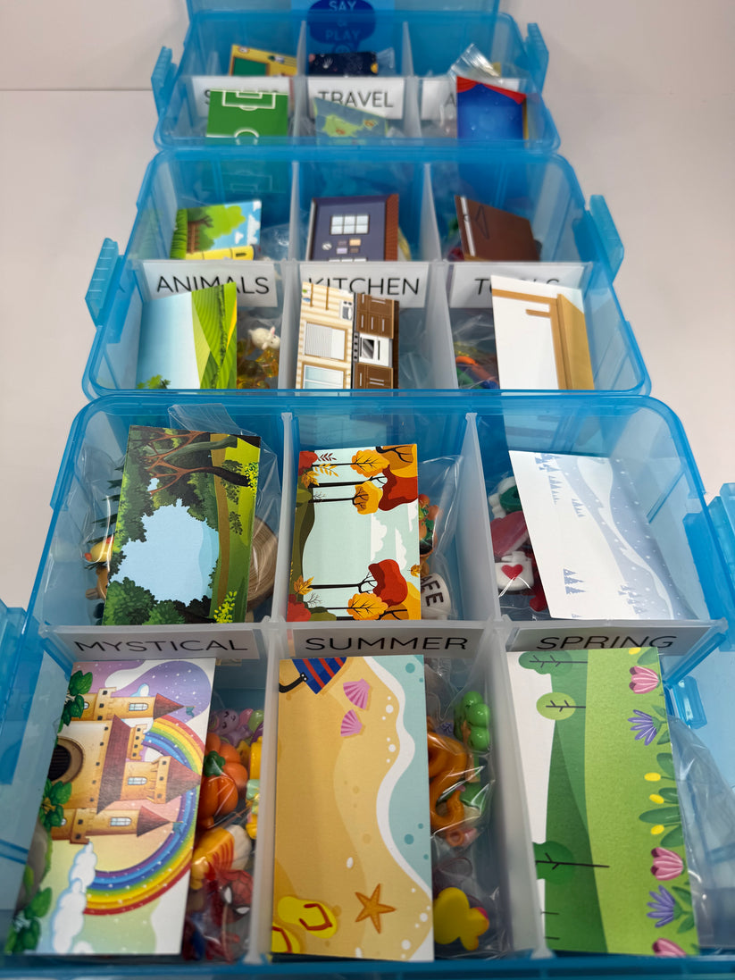 Say & Play Mini Objects Theme Kit – Speech Therapy Mini Object Kit (18 ...