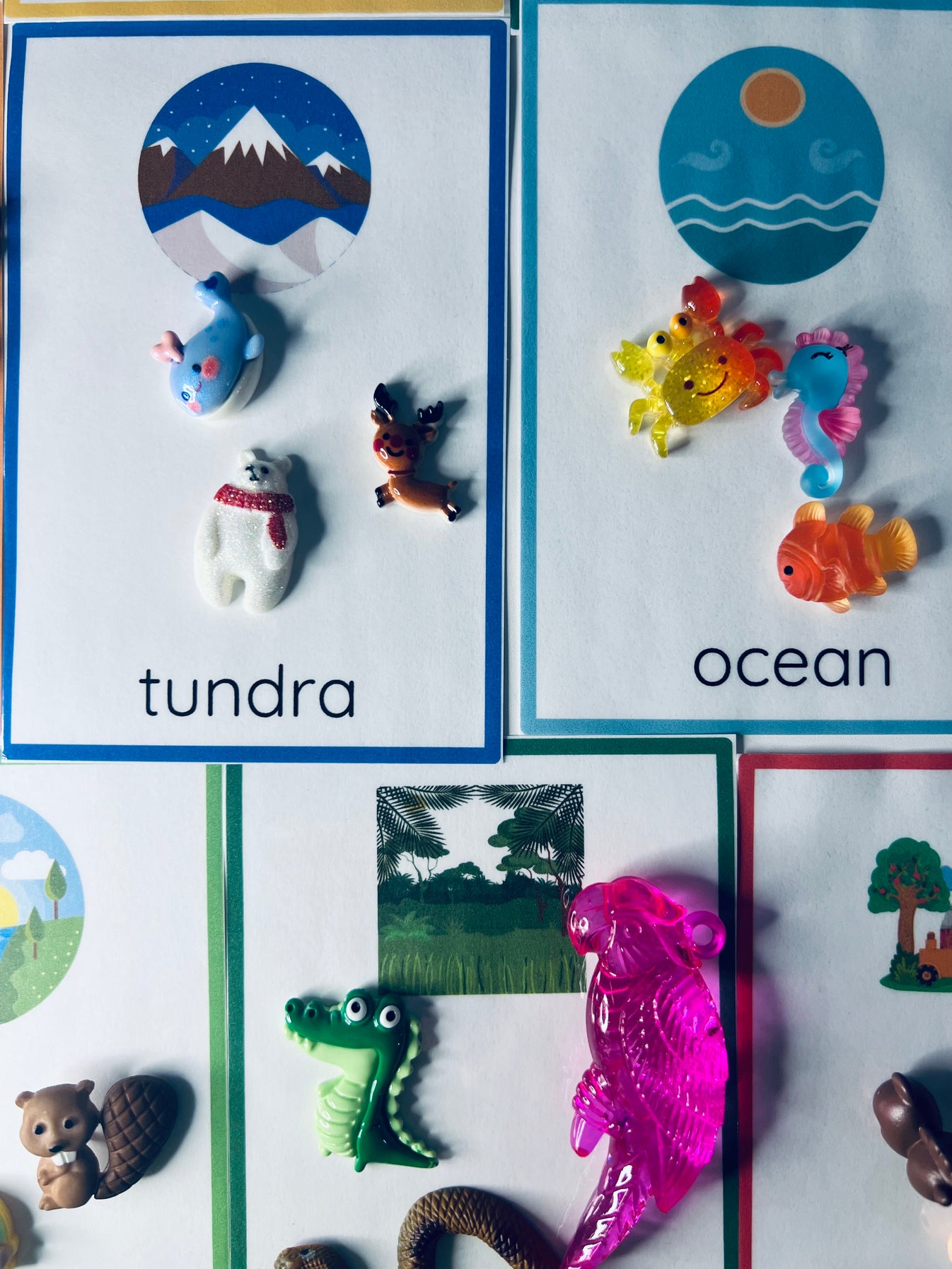 Animal Habitats Kit with Mini Animal Trinkets LANGUAGE Task Box Object ...