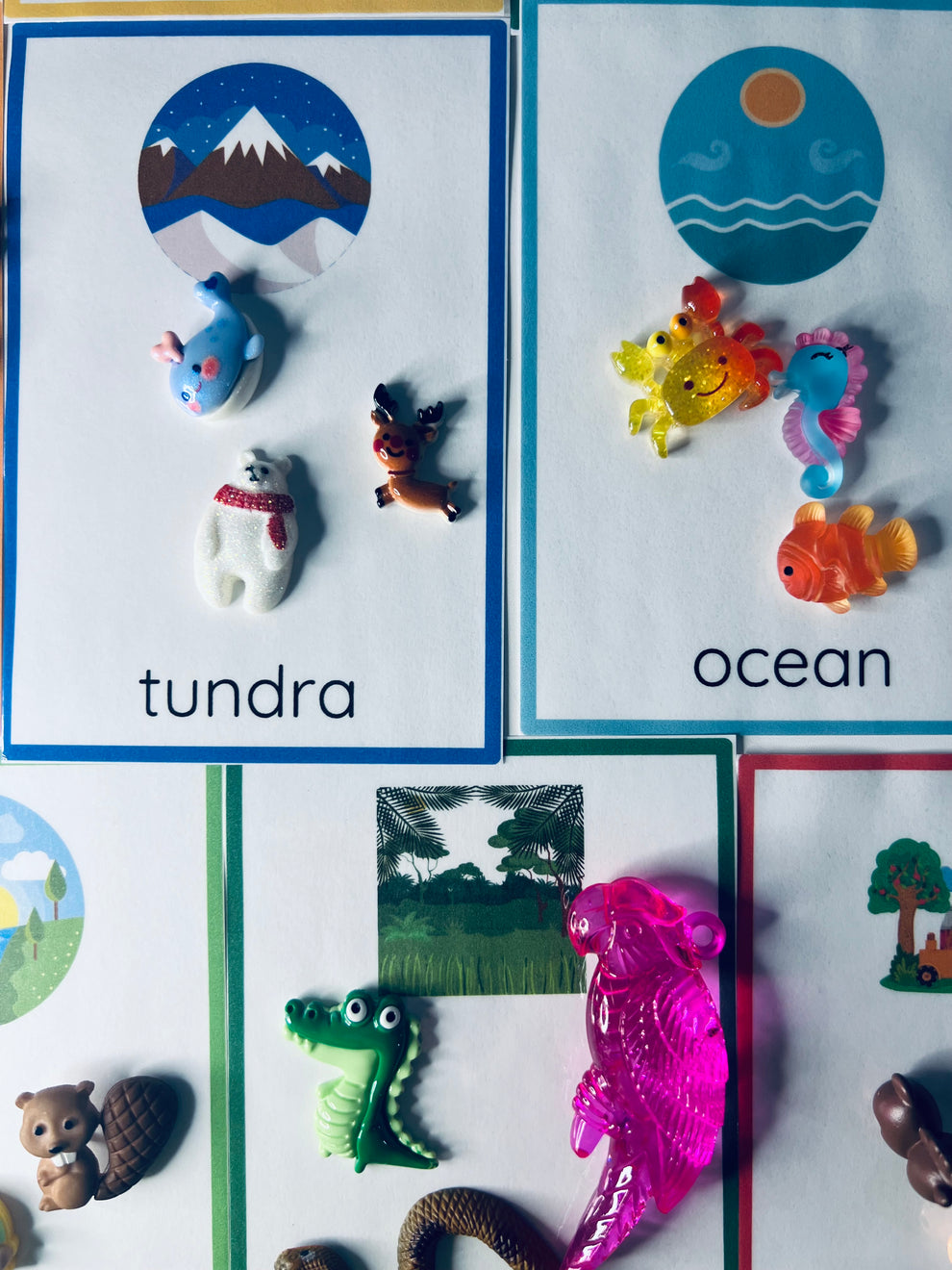 Animal Habitats Kit with Mini Animal Trinkets LANGUAGE Task Box Object ...