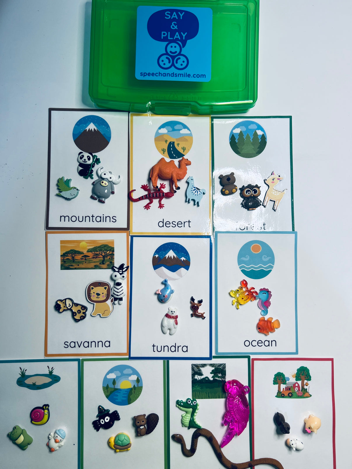 Animal Habitats Kit with Mini Animal Trinkets LANGUAGE Task Box Object ...