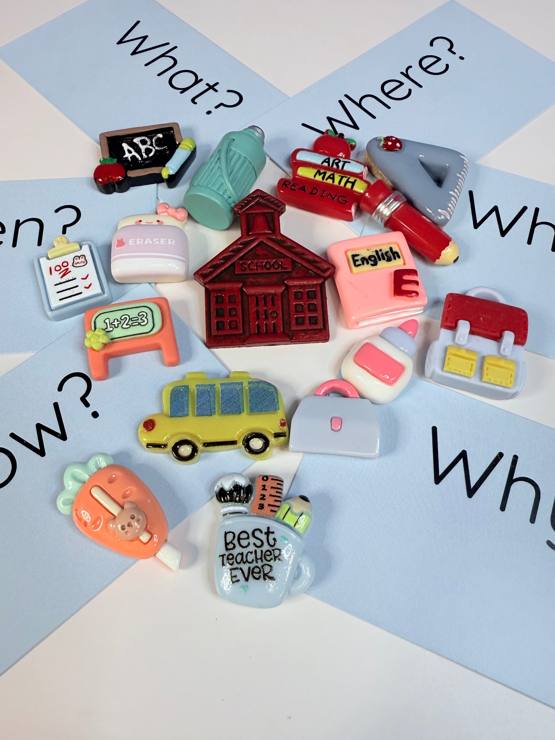 CONSTRUCTION theme Mini Objects with Question Cards- Theme Trinkets Sp ...