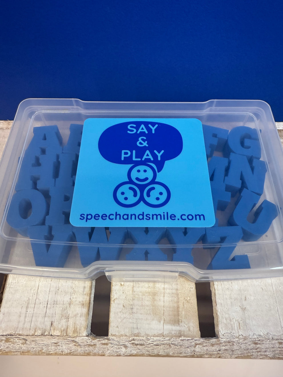 Mini Alphabet Set – Durable 3D Printed Letters (Blue) – Speech and Smile