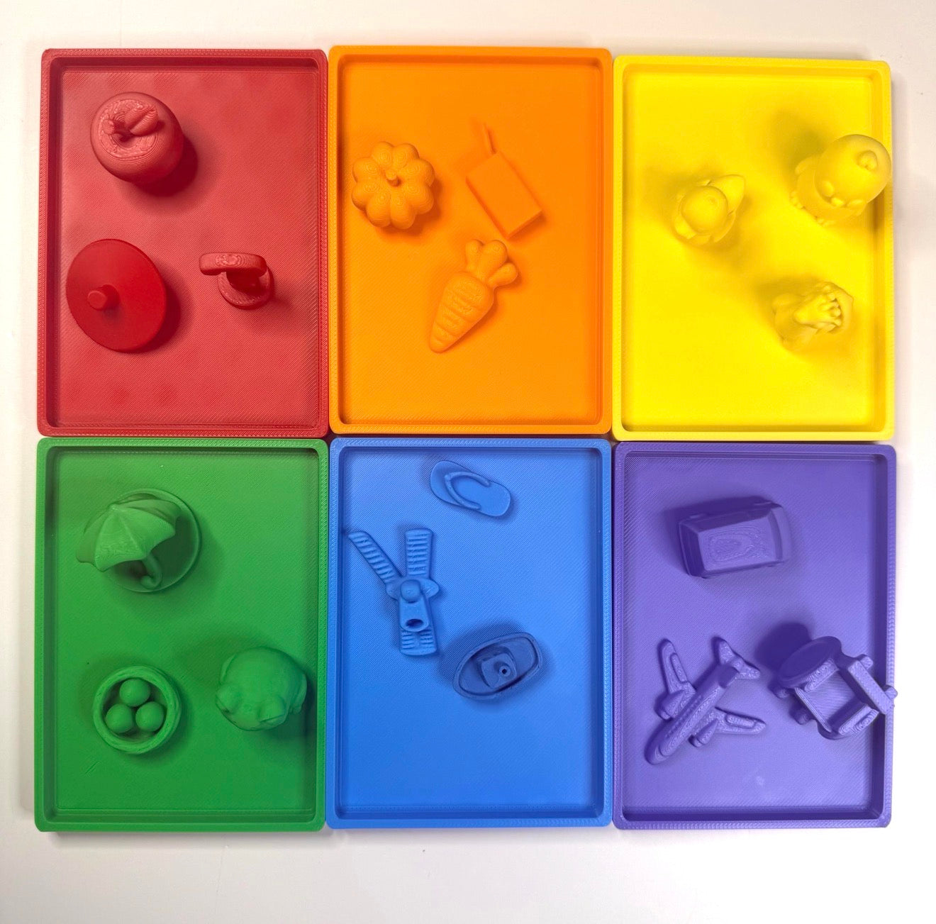 Color Sorting Trinket Trays Set of 6 | Mini Object Sorting Trays | Pre ...