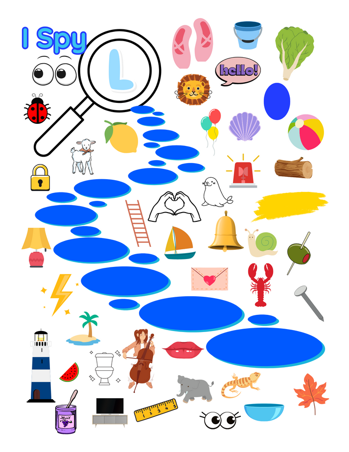 Speech Therapy I Spy L Sound Worksheet I Spy Activity Letter L Printab ...