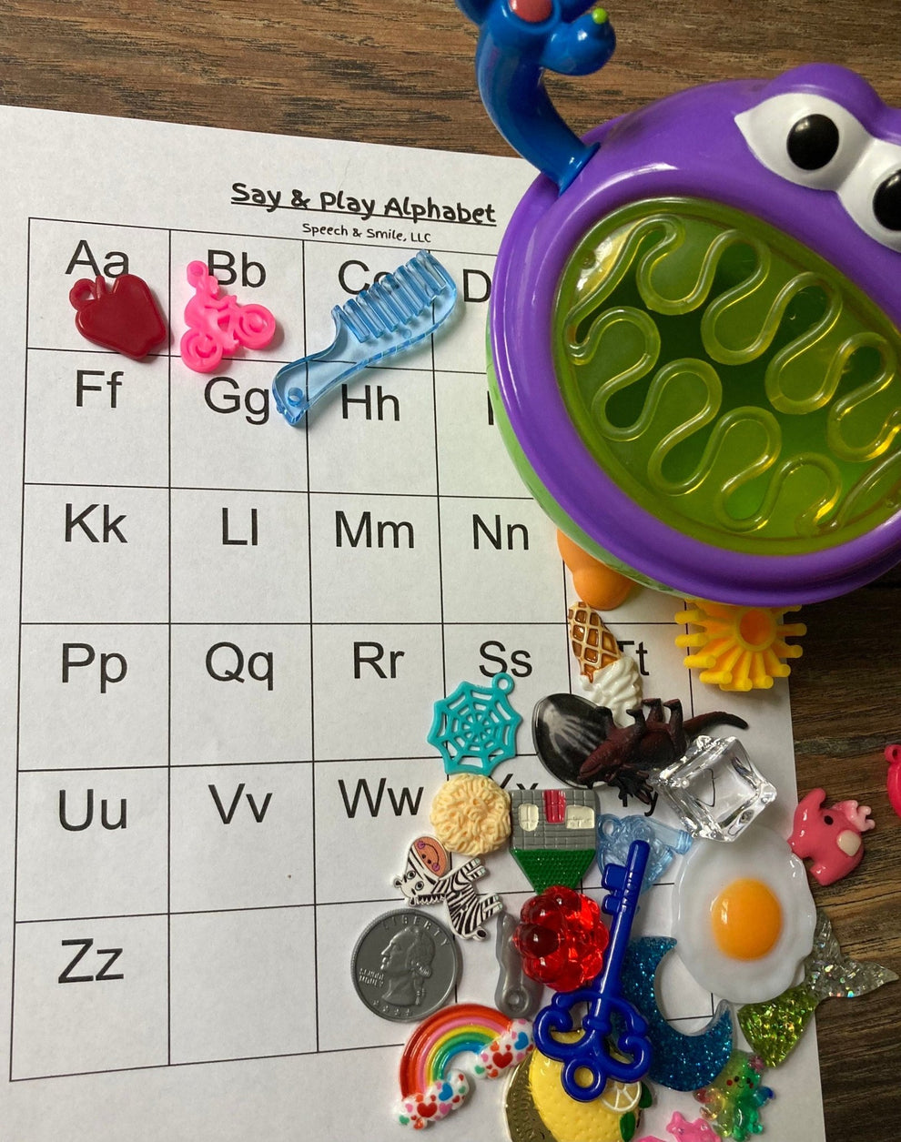 Alphabet Objects Feed the Monster Kit Mini Objects Speech Therapy Mini ...