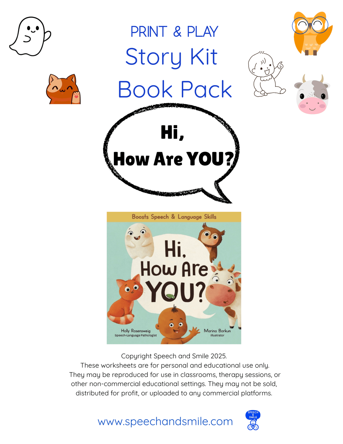 Book Pack Hi How Are You Printable Activities Download – Speech and Smile