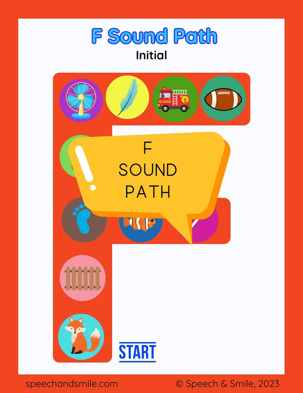 F Sound Printable Game Sound Path for Speech Therapy-Articulation Game ...