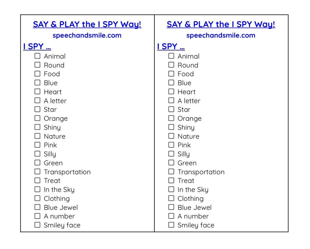 I Spy Checklist-Printable I Spy Checklist-I Spy Activity-I Spy Trinket ...
