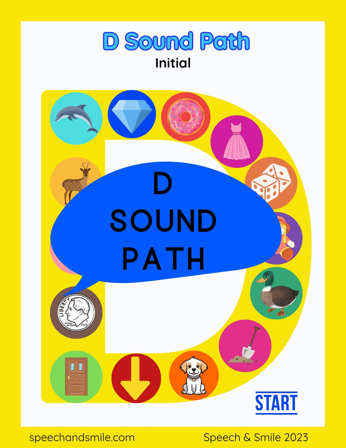 Letter D Sound Path Worksheet-D Sound Game-Articulation Game Printable ...