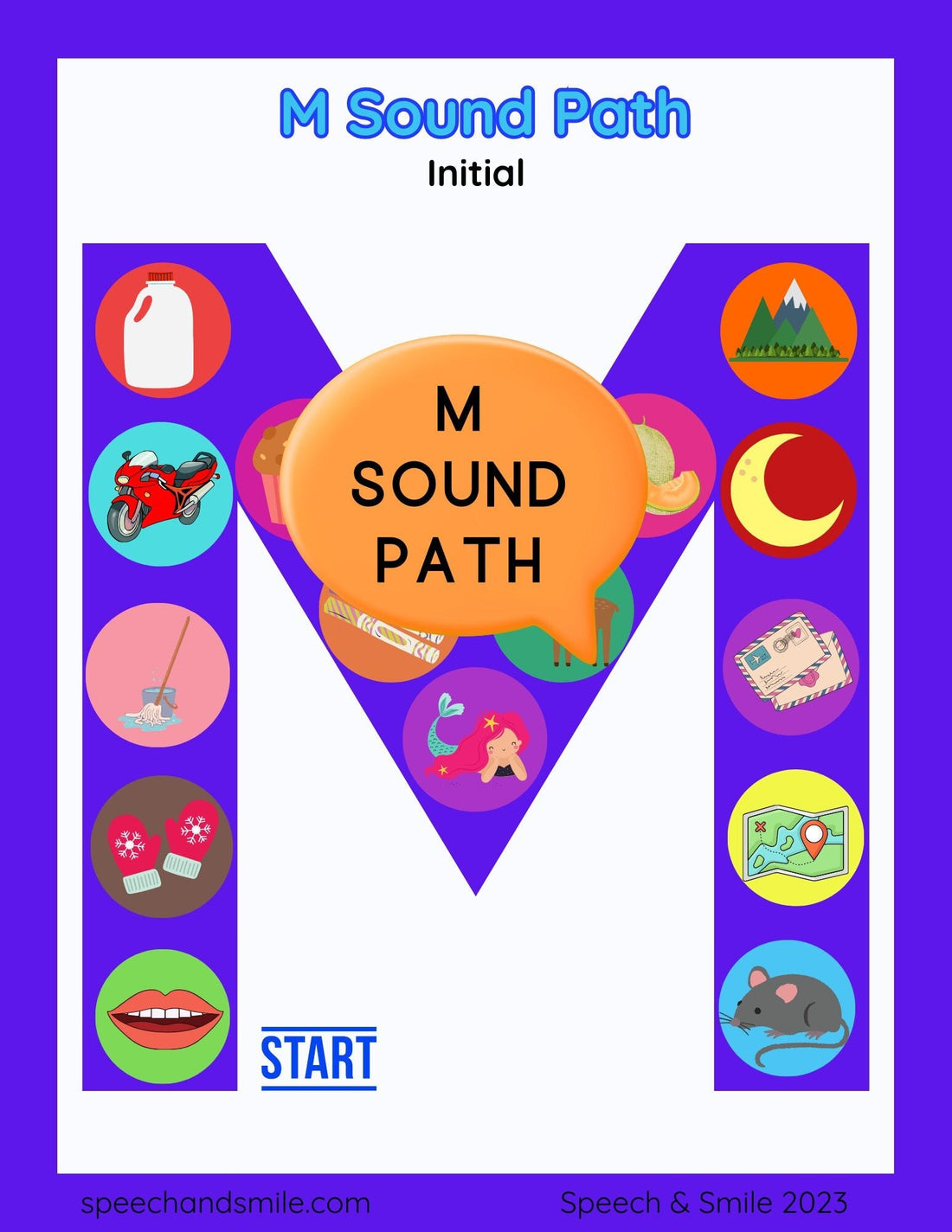 M Sound Printable Activity for Speech Therapy Articulation Games Works ...