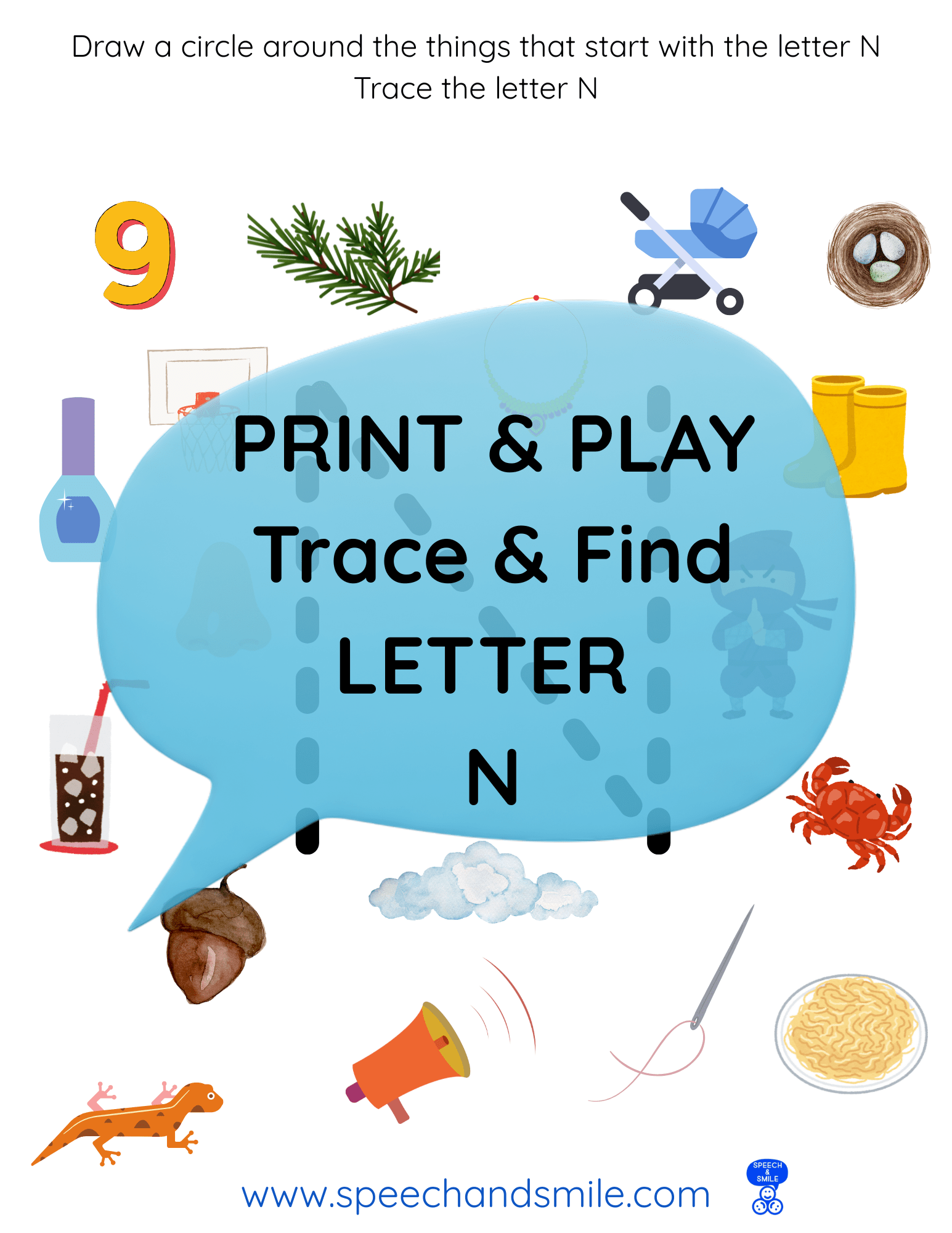 Print & Play Alphabet Worksheet - Letter N Activity Find and Circle Le ...