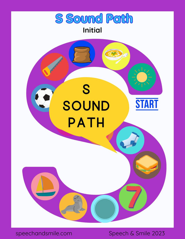 S Sound Printable Game Sound Path for Speech Therapy-Articulation Game ...