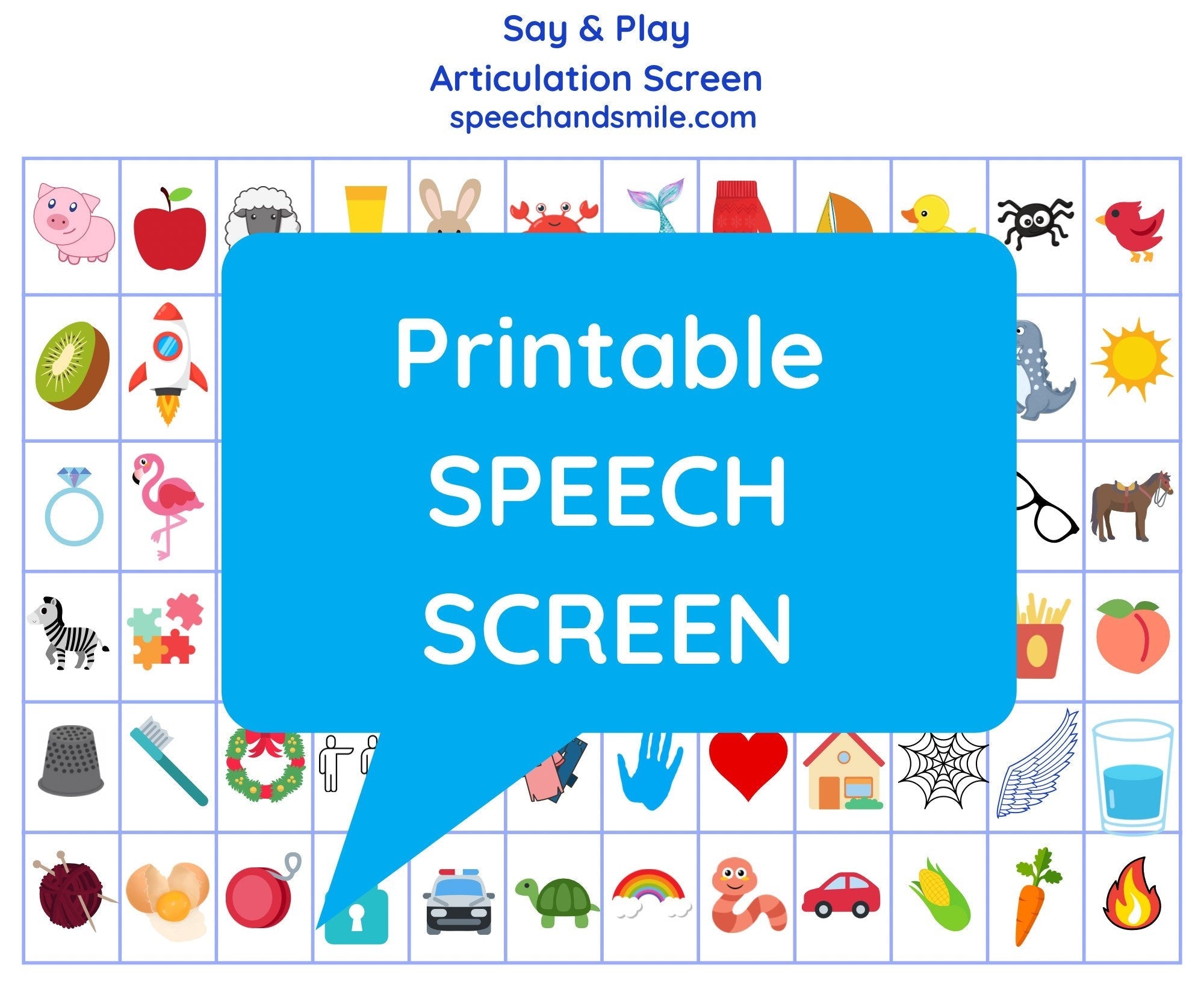 Speech Screen-PRINTABLE Speech Screen with Pictures-All Sounds and Ble ...