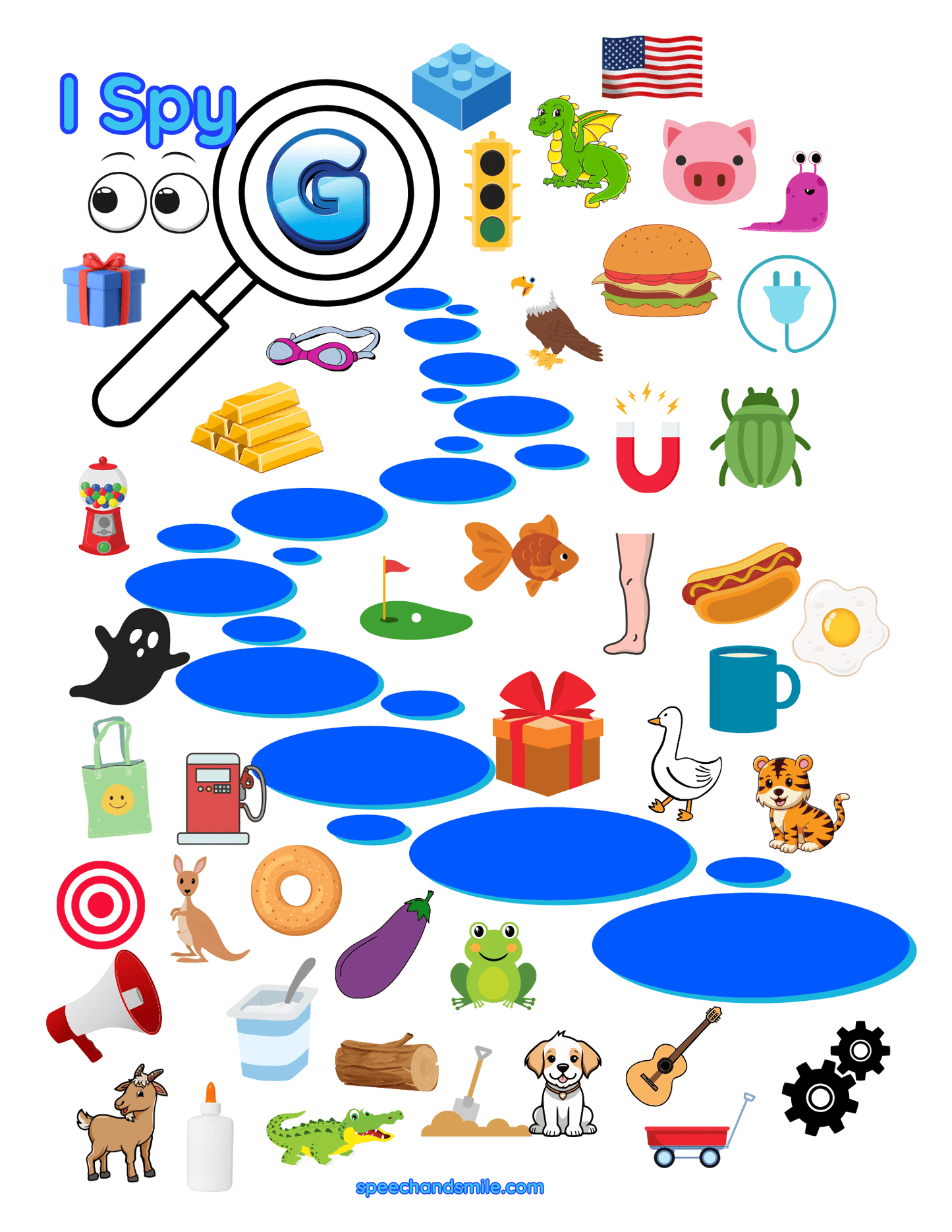 Speech Therapy I Spy G Sound Worksheet I Spy Activity Letter G Printab ...