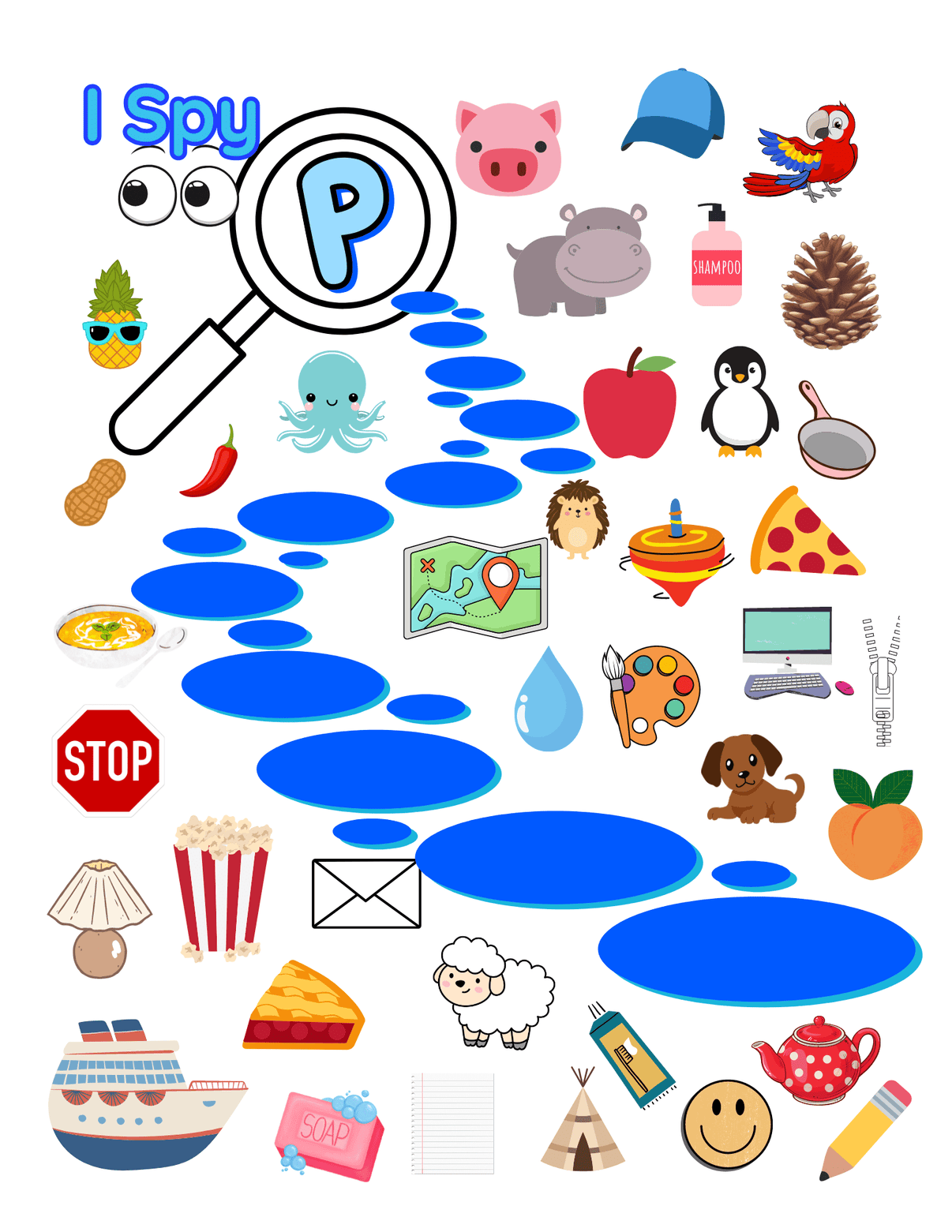 Speech Therapy I Spy P Sound Worksheet I Spy Activity Letter P Printab ...