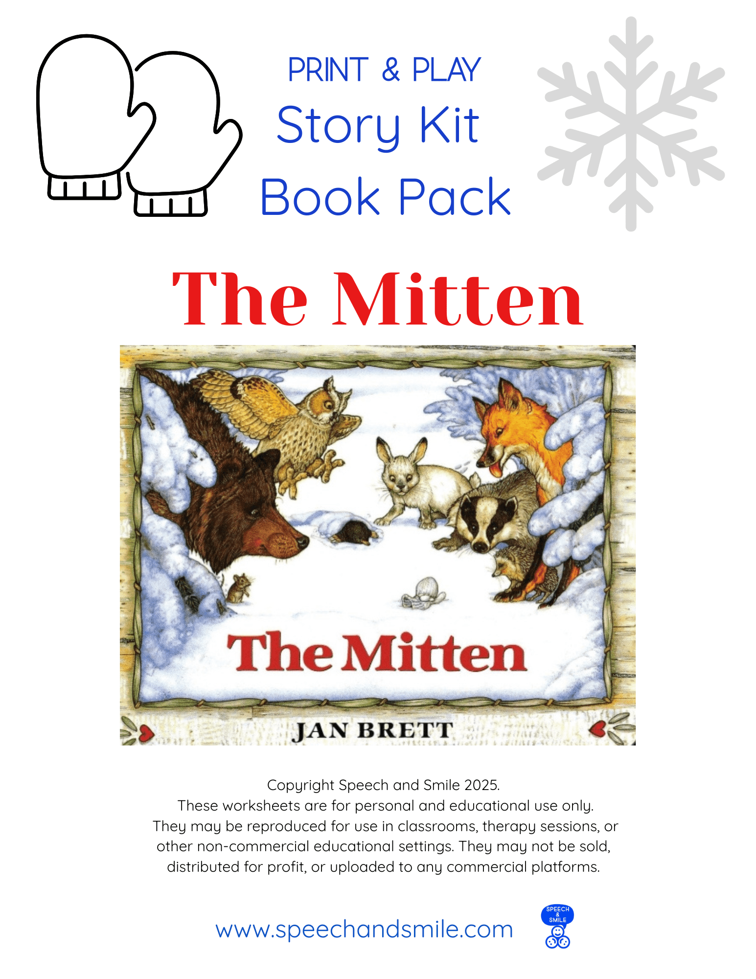 The Mitten Book Pack - Printable Activities Download – Speech and Smile